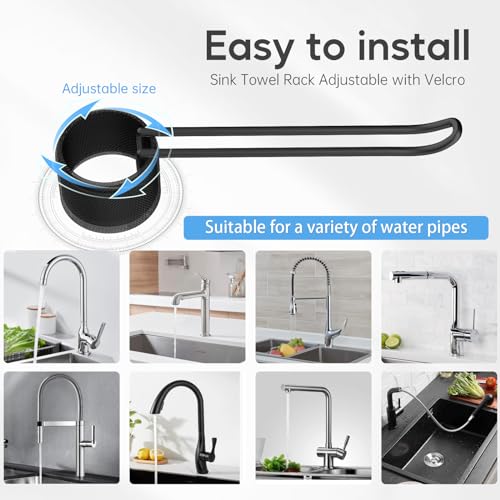 Stylish and Functional Dish Towel Holder - Keep Your Kitchen Rags and Dishcloths Neat and Within Reach with This Sink Dish Cloth Holder and Storage Rack! (Black)