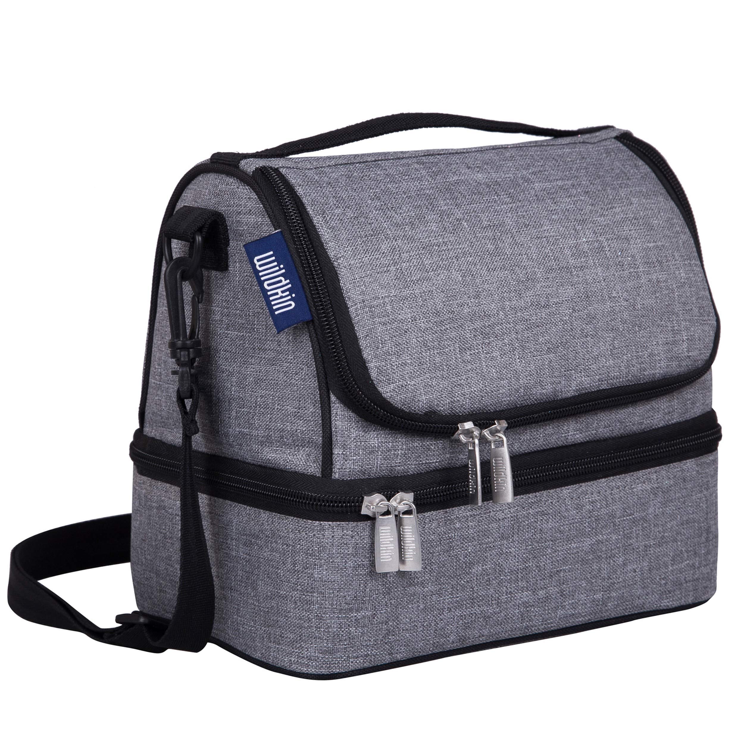 Wildkin Two Compartment Insulated Lunch Bag for Kids – School & Travel Ready - Gray Tweed
