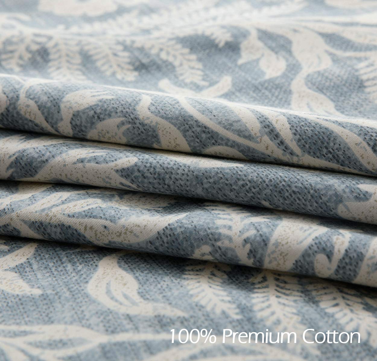 SLEEPBELLA Duvet Cover Twin Size, 600 Thread Count Cotton Beige & Bluish Grey Printed with Luxurious Leaves Pattern Reversible Botanical Comforter Cover Sets, Bedding Set 2Pcs (Twin, Beige Paisley)