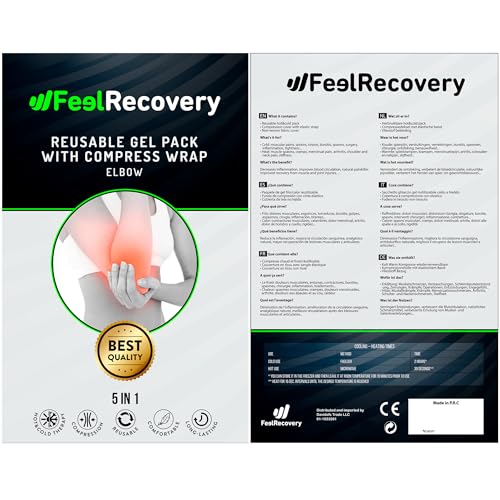 Reusable Gel Ice Packs for Elbow & Arms (12x7 in) - Hot & Cold Compress Wrap for Tennis & Golf Injuries: Tendonitis, Fractured, Pain - Ice Bag Compress with Strap for Elbow Relief