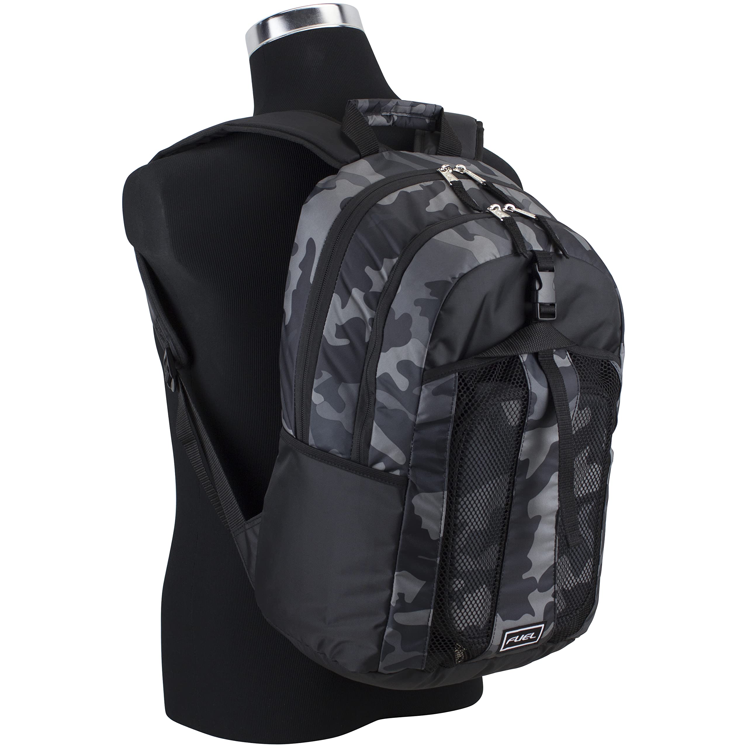 FUEL Lunch Backpack Set Teens Student Water Resistant Bookbag Bag Soft Reusable Insulated Cooler Lunch Box Thermal Travel Office Lunch Bag, Grey Camo