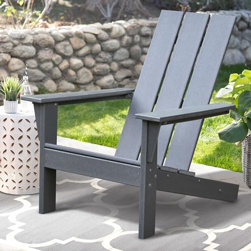 ATR ART TO REAL Adirondack Chair, Weather Resistant Fire Pit Chairs Plastic Outdoor Chairs for Patio Garden, Backyard, Lawn(Grey)