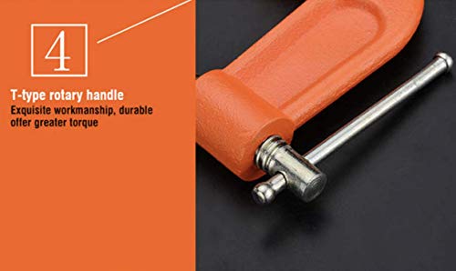 Edward Tools Heavy Duty Steel 8" C Clamp - Iron Alloy - Versatile Clamp for Brake, parts assembly, fastening, welding, woodwork, metal work, auto - T rotary handle - Thicker Screw