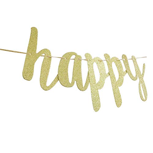 Happy Anniversary Banner,Wedding Decoration banner,Gold Flash Bunting Garland Sign for Always and Forever 40th/50th/60th/70th Wedding Anniversary Party Decoration Photo Prop.