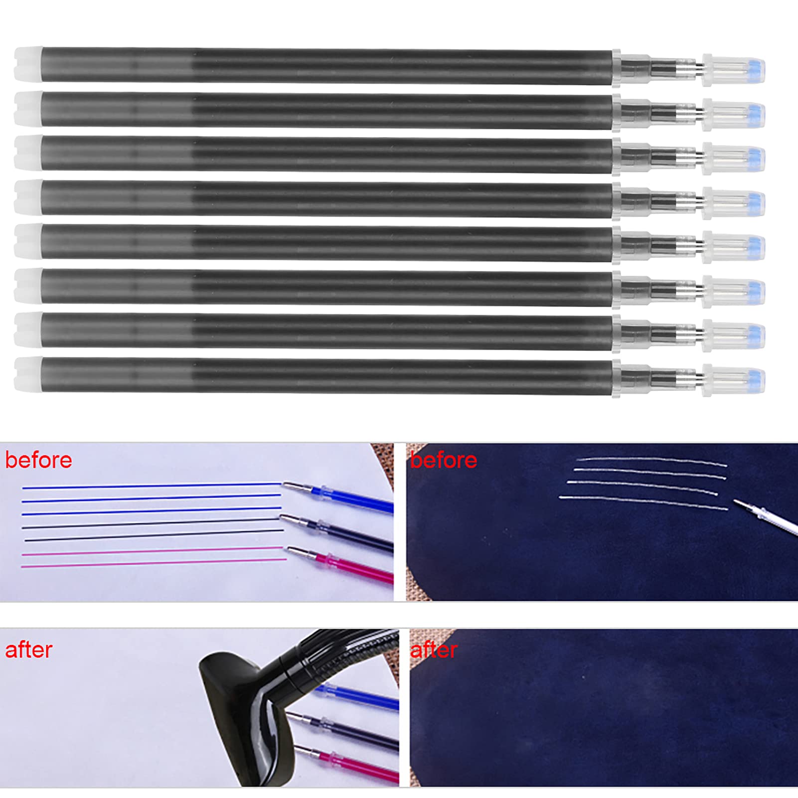 Refill Marking Pen 4 Colors Heat Erasable Fabric Pens DIY Leather Accessory Cross Stitch Sewing Accessories (Black)