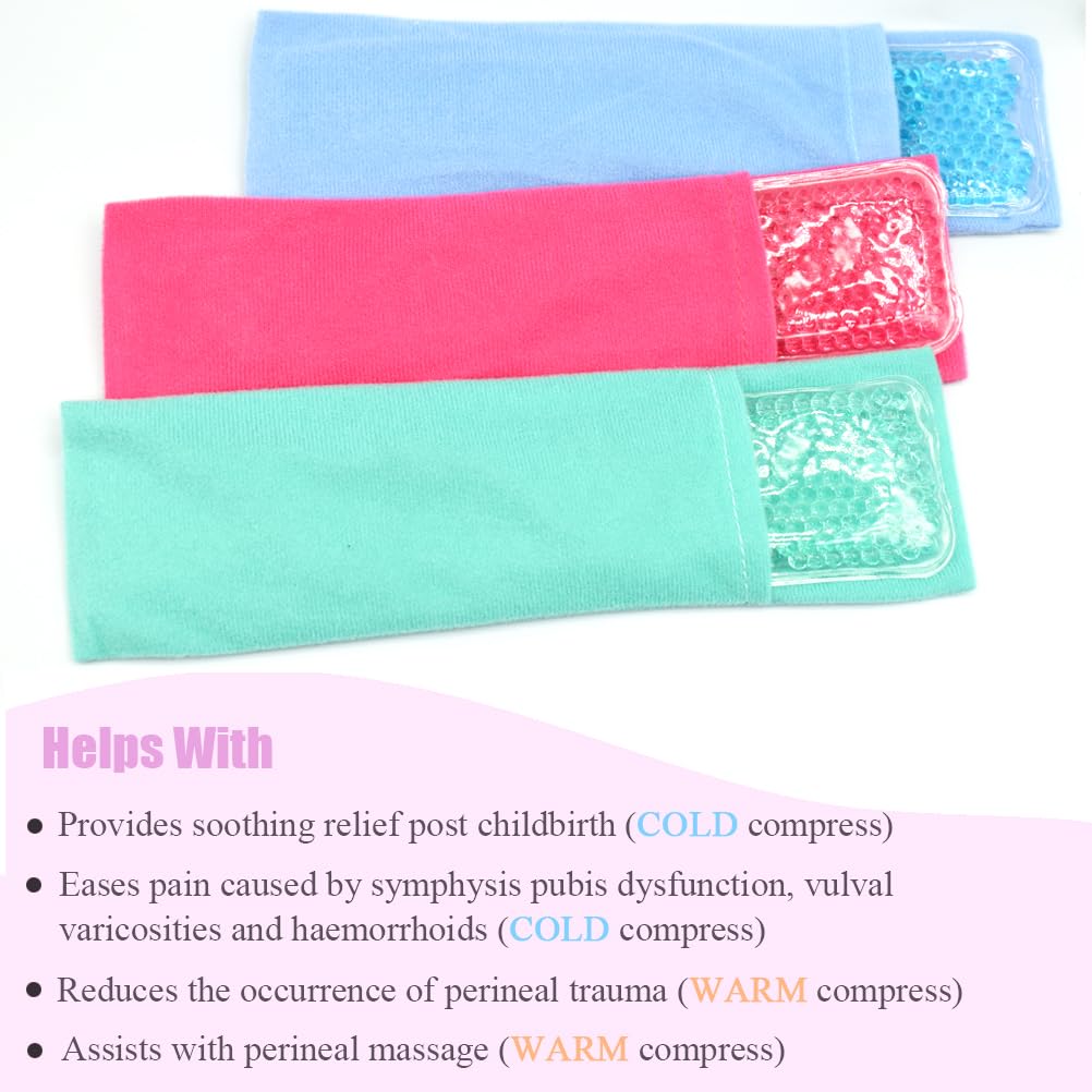 Perineal Cooling Pad, Postpartum Cold Packs Gel Bead Ice Pack Cold Therapy for Women After Pregnancy and Delivery, Gift for New Mom, 2 Ice Pack and 2 Cover (Blue)