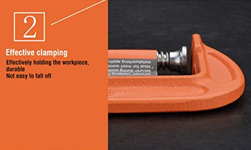 Edward Tools Heavy Duty Steel 8" C Clamp - Iron Alloy - Versatile Clamp for Brake, parts assembly, fastening, welding, woodwork, metal work, auto - T rotary handle - Thicker Screw