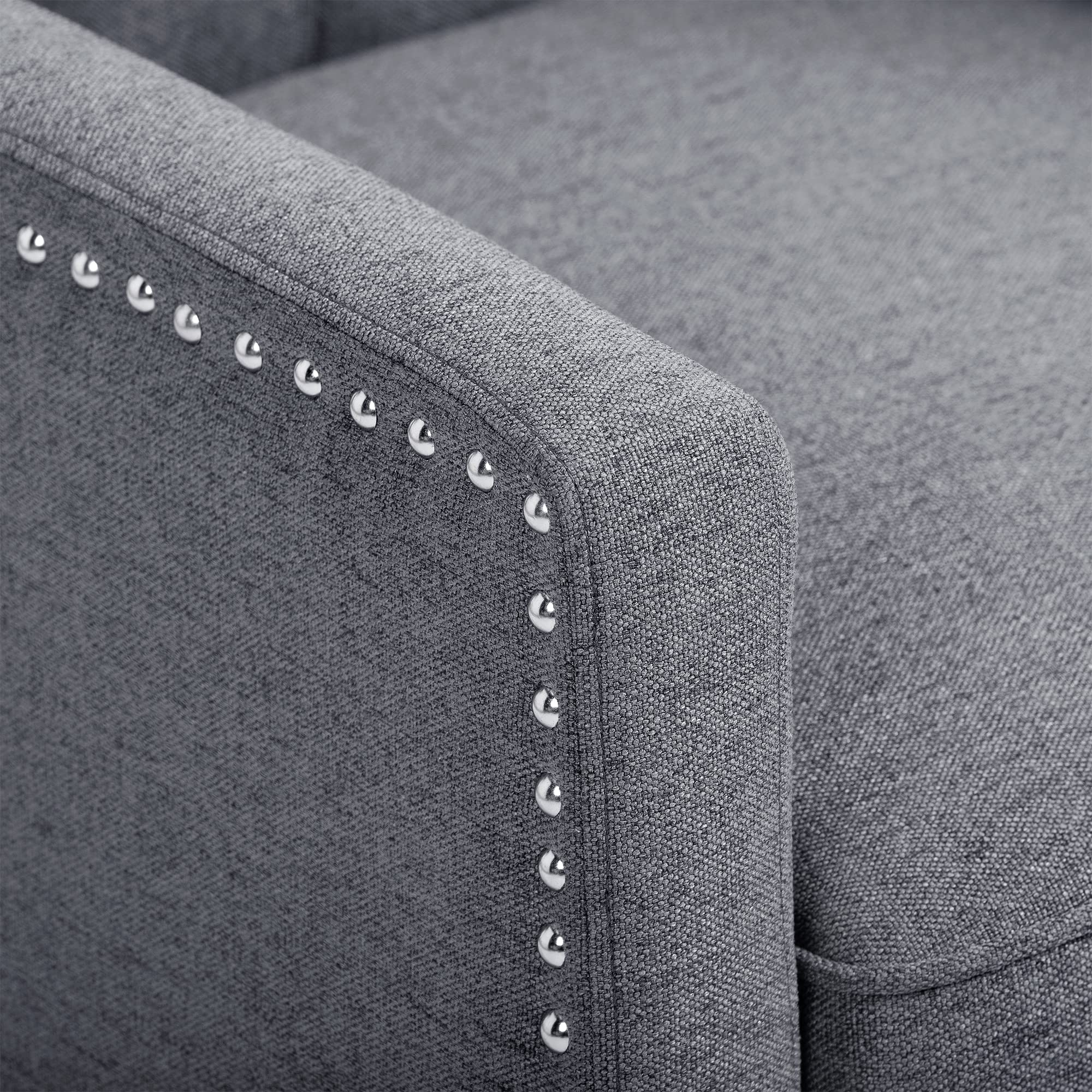 Pushback Recliner Chair,Comfy Wingback Recliner Sofa Chair with Adjustable Backrest,Tufted Fabric Accent Armchair with Vintage Rivets Trim for Living Room Office Home Theater (Gray-New)