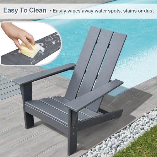ATR ART TO REAL Adirondack Chair, Weather Resistant Fire Pit Chairs Plastic Outdoor Chairs for Patio Garden, Backyard, Lawn(Grey)