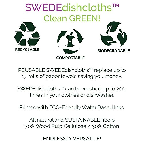 SWEDEdishcloths - Cellulose Sponge Dish Towels - Mixed Set of 3 SpringTree Swedish Dish Cloths