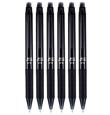 M&G 6PCS Hot erasable neutral pen with rubber Press water pen ST tip 0.5mm 6-pack AKPJ2607 (Black)