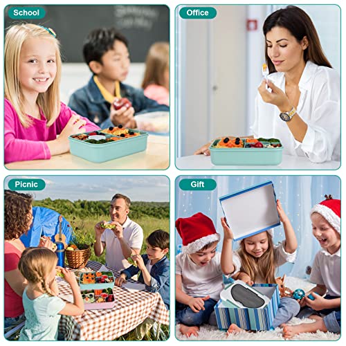 MaMix Bento Lunch Boxes for Adults Kids, Bento Box Adult Lunch Box, 5 Compartment Lunch Box Containers for Adults, Meal Prep Containers Accessories Reusable & Leakproof (Green)