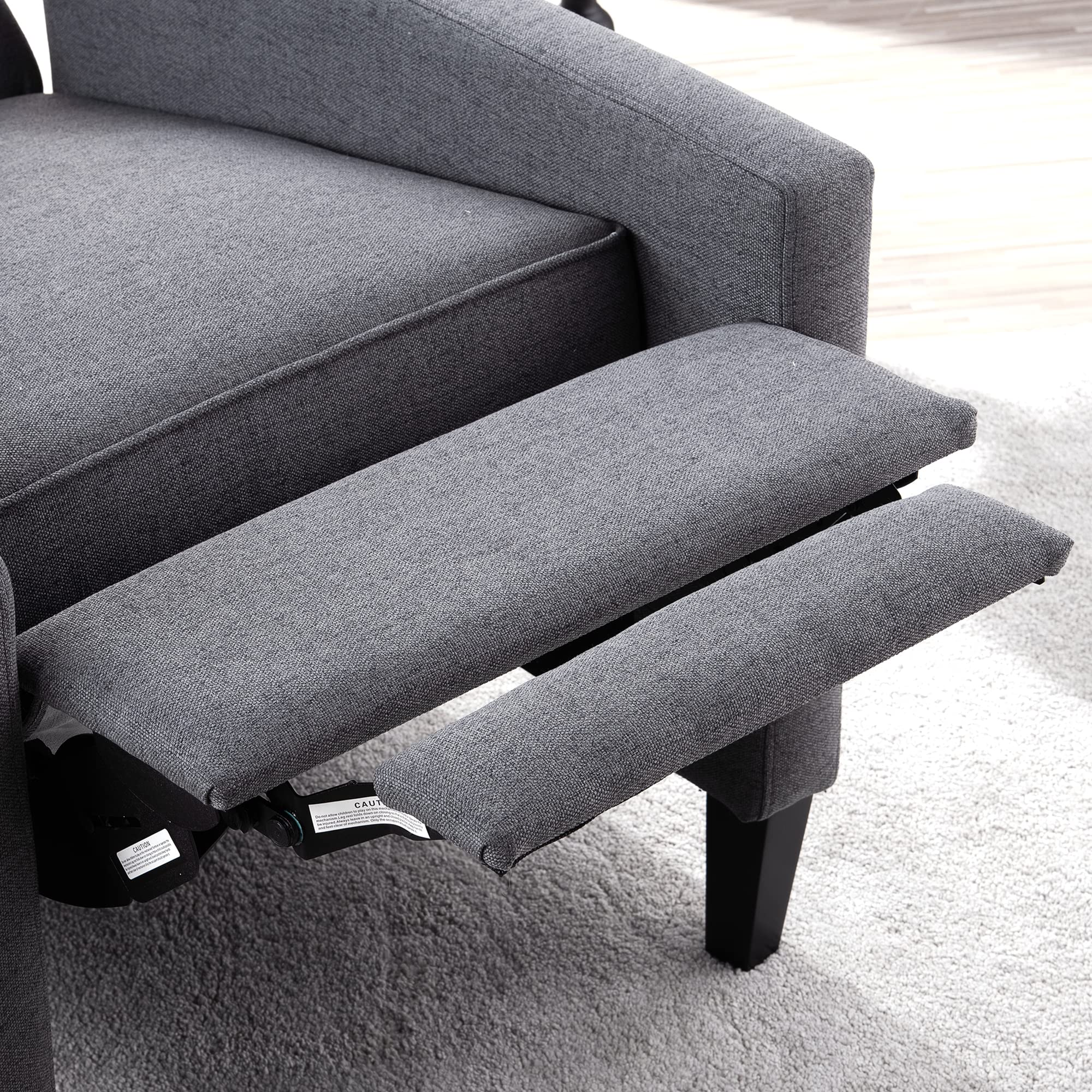 Pushback Recliner Chair,Comfy Wingback Recliner Sofa Chair with Adjustable Backrest,Tufted Fabric Accent Armchair with Vintage Rivets Trim for Living Room Office Home Theater (Gray-New)