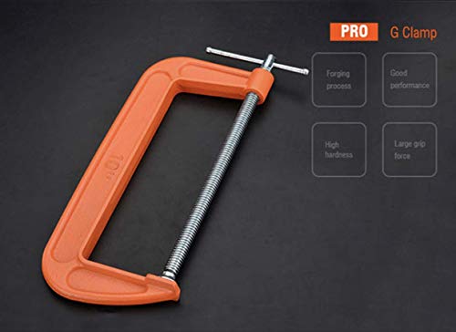 Edward Tools Heavy Duty Steel 8" C Clamp - Iron Alloy - Versatile Clamp for Brake, parts assembly, fastening, welding, woodwork, metal work, auto - T rotary handle - Thicker Screw