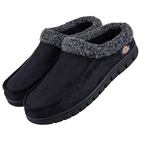 Dickies Men's Open and Closed Back Memory Foam Slippers with Indoor/Outdoor Sole, Black, Large