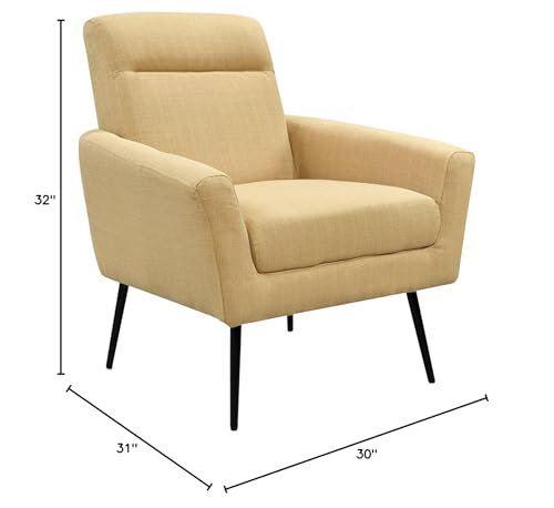 Lepfun Mid Century Modern Upholstered Fabric Accent, Living Room, Bedroom Leisure Single Sofa (Metal Legs), TV armrest seat, Suitable for Small Space Home, Office, Coffee Chair,Yellow
