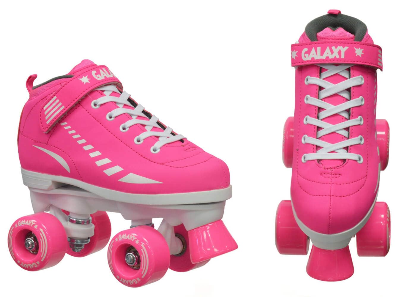 New Epic Galaxy Elite Pink Quad Roller Skate 3 Pc. Bundle w/Bag & Extra Laces (Pink & Black)! (Youth 5)