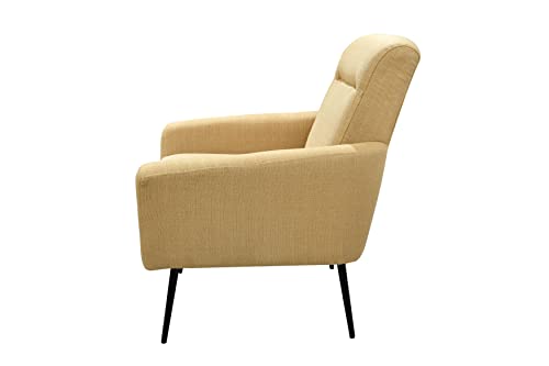 Lepfun Mid Century Modern Upholstered Fabric Accent, Living Room, Bedroom Leisure Single Sofa (Metal Legs), TV armrest seat, Suitable for Small Space Home, Office, Coffee Chair,Yellow