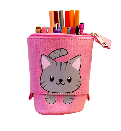 Cute Animal Pencil Case Telescope Telescopic Pencil Box (Cat)