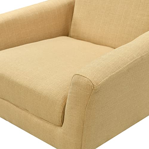 Lepfun Mid Century Modern Upholstered Fabric Accent, Living Room, Bedroom Leisure Single Sofa (Metal Legs), TV armrest seat, Suitable for Small Space Home, Office, Coffee Chair,Yellow