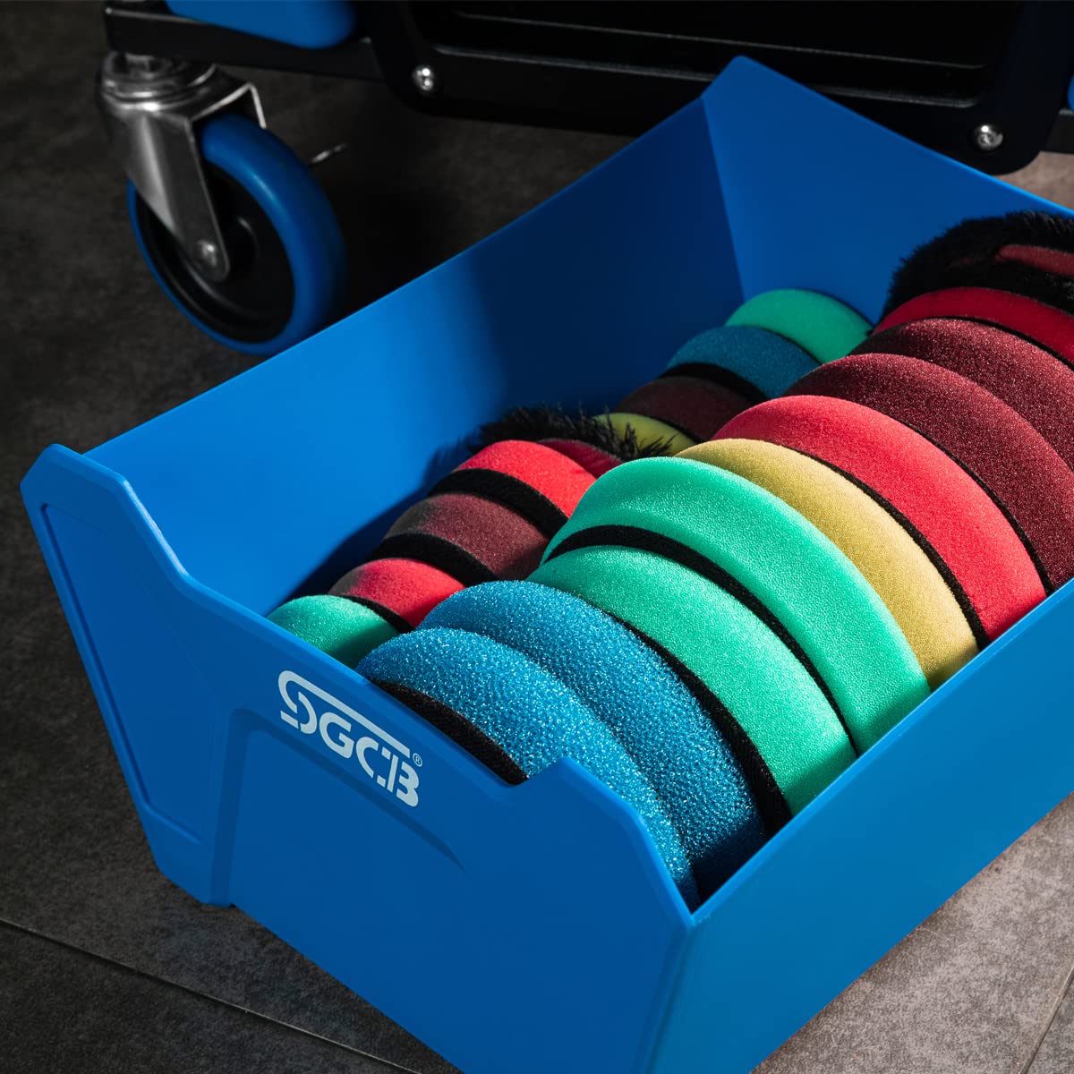 SGCB Automotive Mobile Rolling Mechanics Stool - Heavy Duty Roller Creeper Seat Soft Rubber Cushion Brake Wheels Storage Drawers Tray Roller Seat for Home DIY Garage Car Detail, 330lb Load Bear