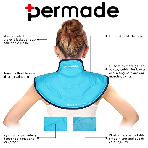 Permade Neck Ice Pack Wrap,Ice Pack for Neck and Shoulders Injuries Reusable, Neck Compression Wrap Large Gel Hot and Cold Therapy, Rotator Cuff Surgery Recovery, Neck Pain Relief