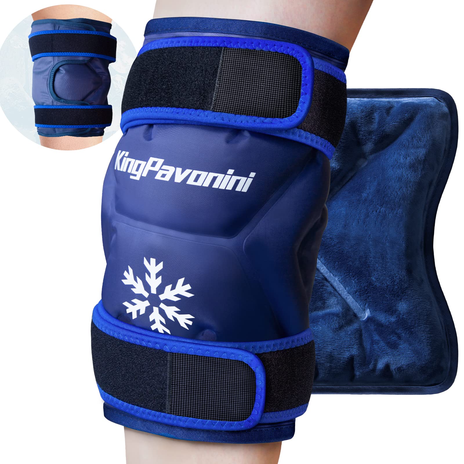 XXL Ice Pack Wrap Around Knee After Surgery, Reusable Gel Large Ice Pack for Injuries, Pain Relief, Swelling, Sports Injuries, 1 Pack Blue