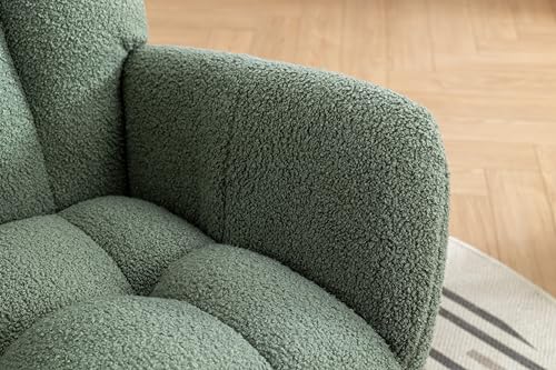 Tiophome Rocking Nursery, Upholstered Glider Rocker Accent Chairs Padded Seat with High Backrest, Comfy Side Armchair for Nursing, Living Room, Bedroom, Office,Teddy Velvet, Green, Extra Large