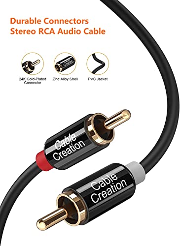 CableCreation RCA Cable, 2RCA Male to 2RCA Stereo Audio Subwoofer Cable Compatible with Speaker, AMP, Turntable, Receiver, Home Theater, Subwoofer, Double Shielded, 16 Feet/5M