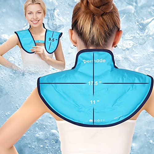 Permade Neck Ice Pack Wrap,Ice Pack for Neck and Shoulders Injuries Reusable, Neck Compression Wrap Large Gel Hot and Cold Therapy, Rotator Cuff Surgery Recovery, Neck Pain Relief