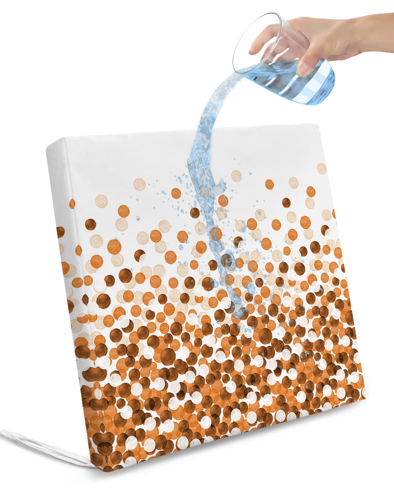 Patio Cushion Covers, Orange Brown Ombre Outdoor Cushion Covers Waterproof Seat Cushion Slipcovers, Modern Round Geometric Abstract Art Chair Cushion Cover for Garden Sofa Couch 22"x22"x4", 2 Covers