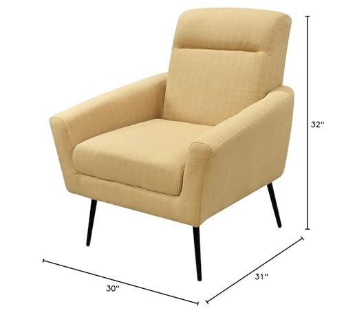 Tiokop Mid Century Modern Upholstered Fabric Accent, Living Room, Bedroom Leisure Single Sofa (Metal Legs), TV armrest seat, Suitable for Small Space Home, Office, Coffee Chair,Yellow