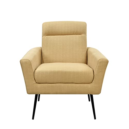 Tiokop Mid Century Modern Upholstered Fabric Accent, Living Room, Bedroom Leisure Single Sofa (Metal Legs), TV armrest seat, Suitable for Small Space Home, Office, Coffee Chair,Yellow