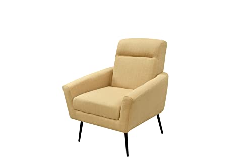 Tiokop Mid Century Modern Upholstered Fabric Accent, Living Room, Bedroom Leisure Single Sofa (Metal Legs), TV armrest seat, Suitable for Small Space Home, Office, Coffee Chair,Yellow