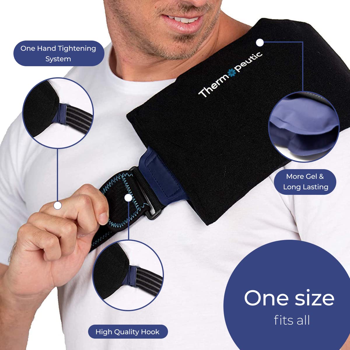 Thermopeutic Reusable Ice Pack for Injuries Reusable Unisex (15β X 7β) - Extra Long Lasting Gel Cold Pack Ice Wrap for Pain Relief and Surgery - Shoulder, Lower Back, Knee, Arm, Foot, Hip and More