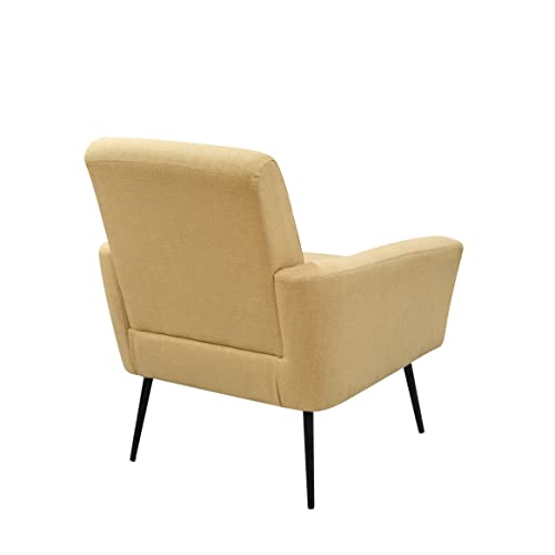 Tiokop Mid Century Modern Upholstered Fabric Accent, Living Room, Bedroom Leisure Single Sofa (Metal Legs), TV armrest seat, Suitable for Small Space Home, Office, Coffee Chair,Yellow