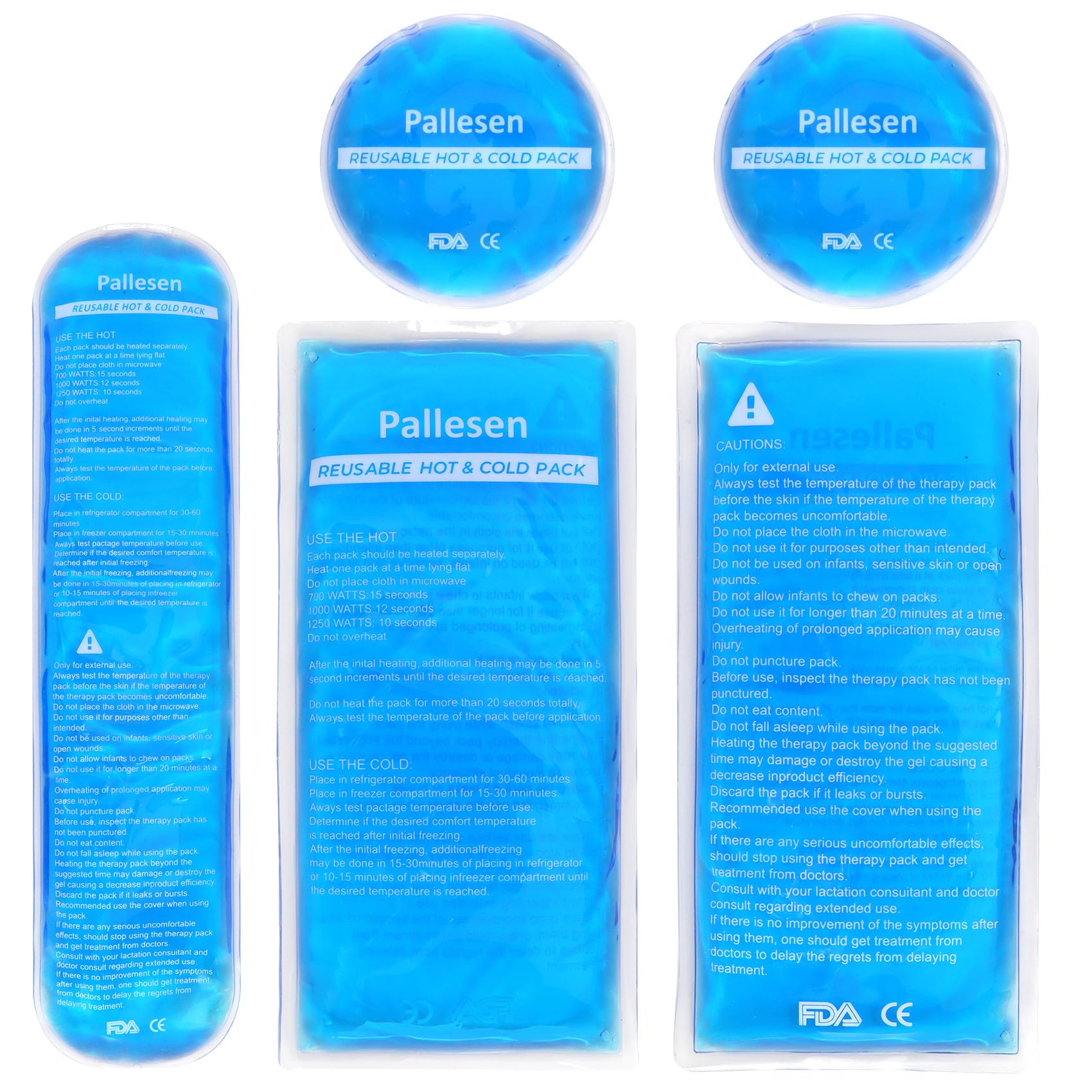 Pallesen Gel Ice Packs for Injuries Reusable Gel Reusable Hot Pack & Cold Pack Compress for Injury, Pain Relief, Rehabilitation, Flexible Therapy, for Knee, Back, Neck, Wrist, Ankle (5 Pack - Blue)