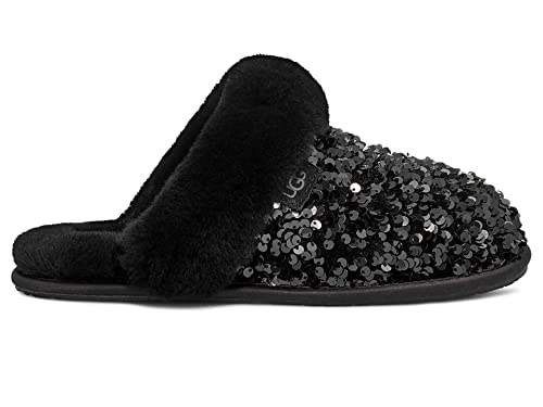 UGG Women's Scuffette Ii Chunky Sequin Slipper, Black, 5