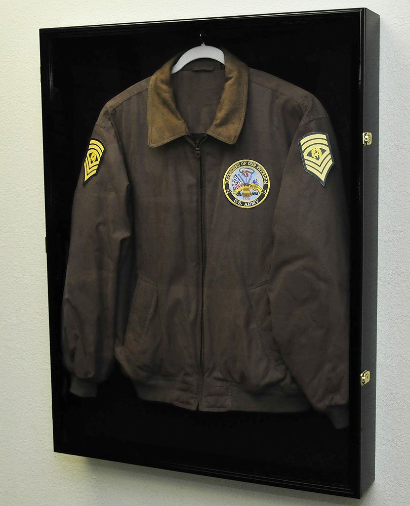 Extra Deep Jacket, Uniform, Jersey Shadow Box Display Case Cabinet w/98% UV Protection, Cherry