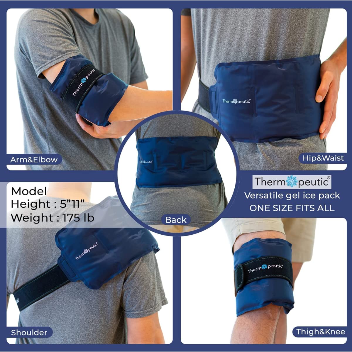 Thermopeutic Reusable Ice Pack for Injuries Reusable Unisex (15β X 7β) - Extra Long Lasting Gel Cold Pack Ice Wrap for Pain Relief and Surgery - Shoulder, Lower Back, Knee, Arm, Foot, Hip and More