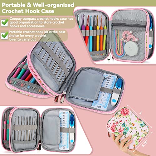 Coopay Large Crochet Bag Knitting Bags and Totes Organizer, Traveling Crochet Bags Yarn Bag & 55 PCS Crochet Hook Set, Crochet Kit Beginners Crochet Hook Kit with Case