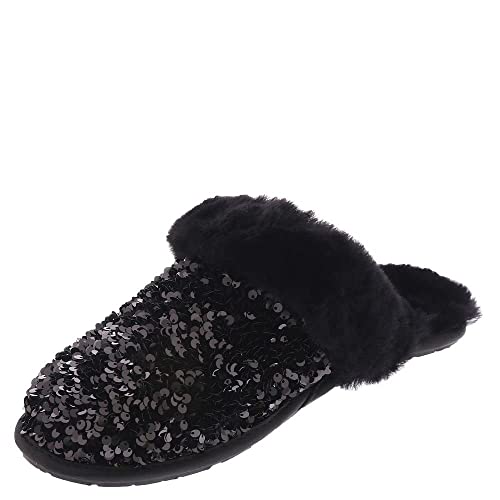 UGG Women's Scuffette Ii Chunky Sequin Slipper, Black, 5