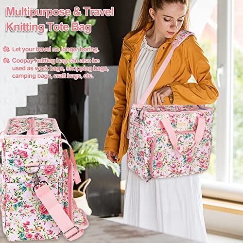 Coopay Large Crochet Bag Knitting Bags and Totes Organizer, Traveling Crochet Bags Yarn Bag & 55 PCS Crochet Hook Set, Crochet Kit Beginners Crochet Hook Kit with Case