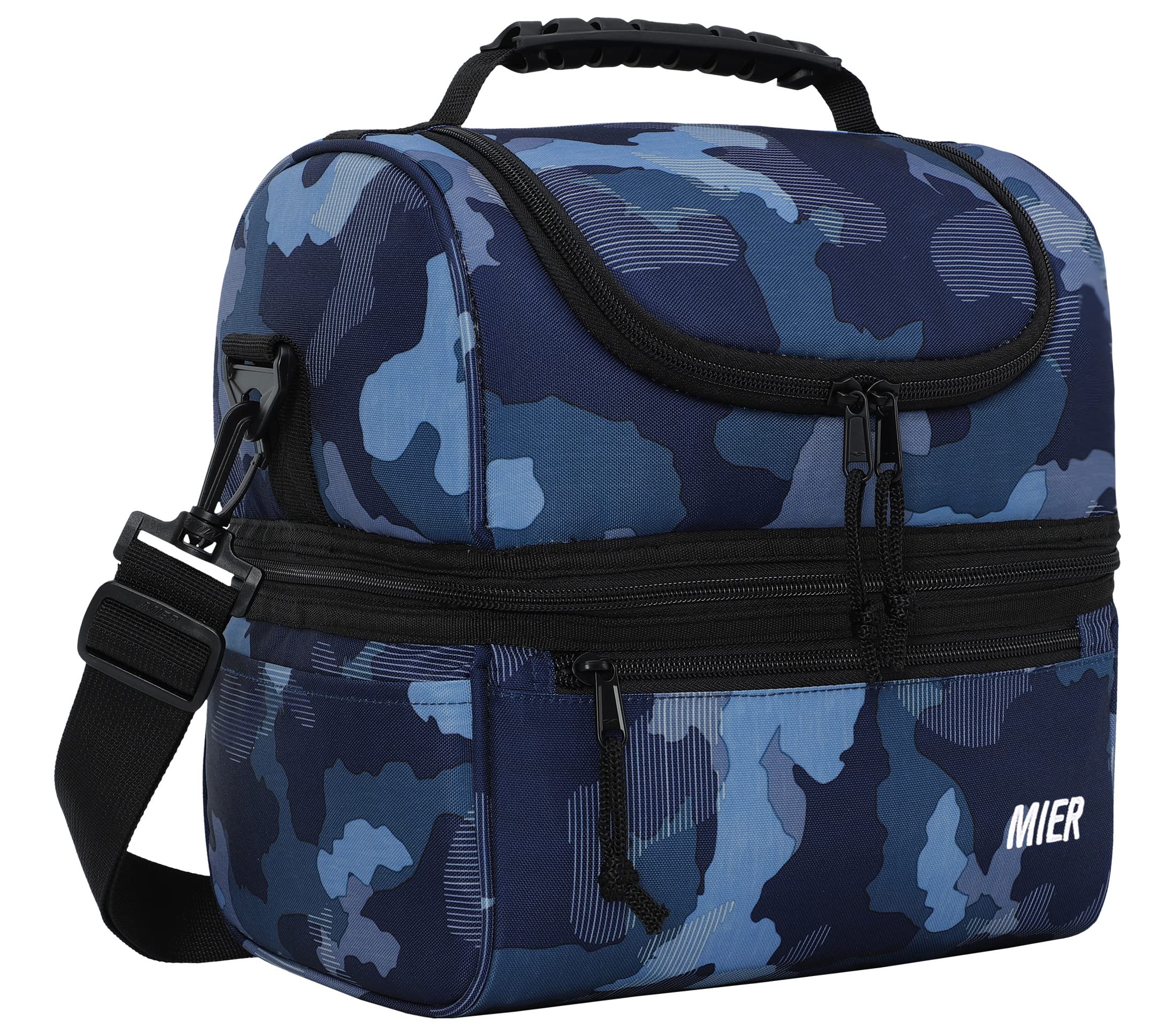 MIER Adult Lunch Box Insulated Lunch Bag Large Cooler Tote Bag for Women, Double Deck Cooler, Camouflage (Large)