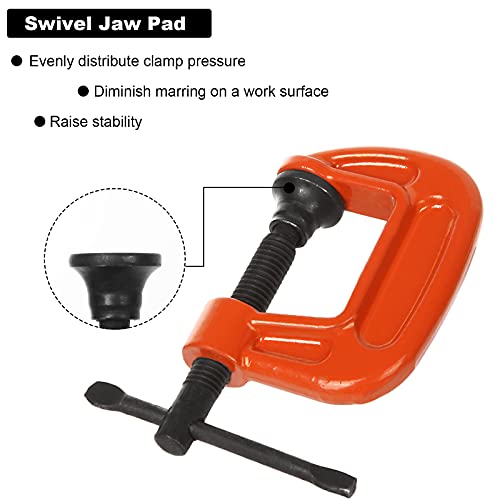 CYEAH 12-Pack 1 Inch Heavy Duty C Clamp, Small Malleable Iron C-Clamp G Clamp, Up To 1 Inch Jaw Opening, 1 Inch Throat Depth with T-Bar Handle for Woodworking, Welding, Building (Orange)