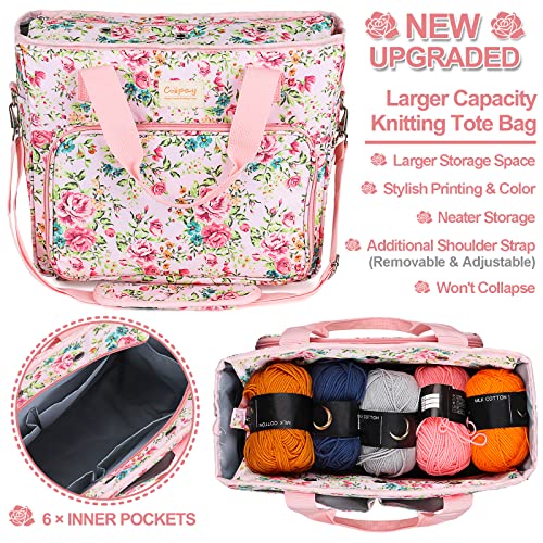 Coopay Large Crochet Bag Knitting Bags and Totes Organizer, Traveling Crochet Bags Yarn Bag & 55 PCS Crochet Hook Set, Crochet Kit Beginners Crochet Hook Kit with Case