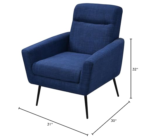 Tiokop Mid Century Modern Upholstered Fabric Accent, Living Room, Bedroom Leisure Single Sofa (Metal Legs), TV armrest seat,Suitable for Small Space Home,Office,Coffee Chair,Dark Blue