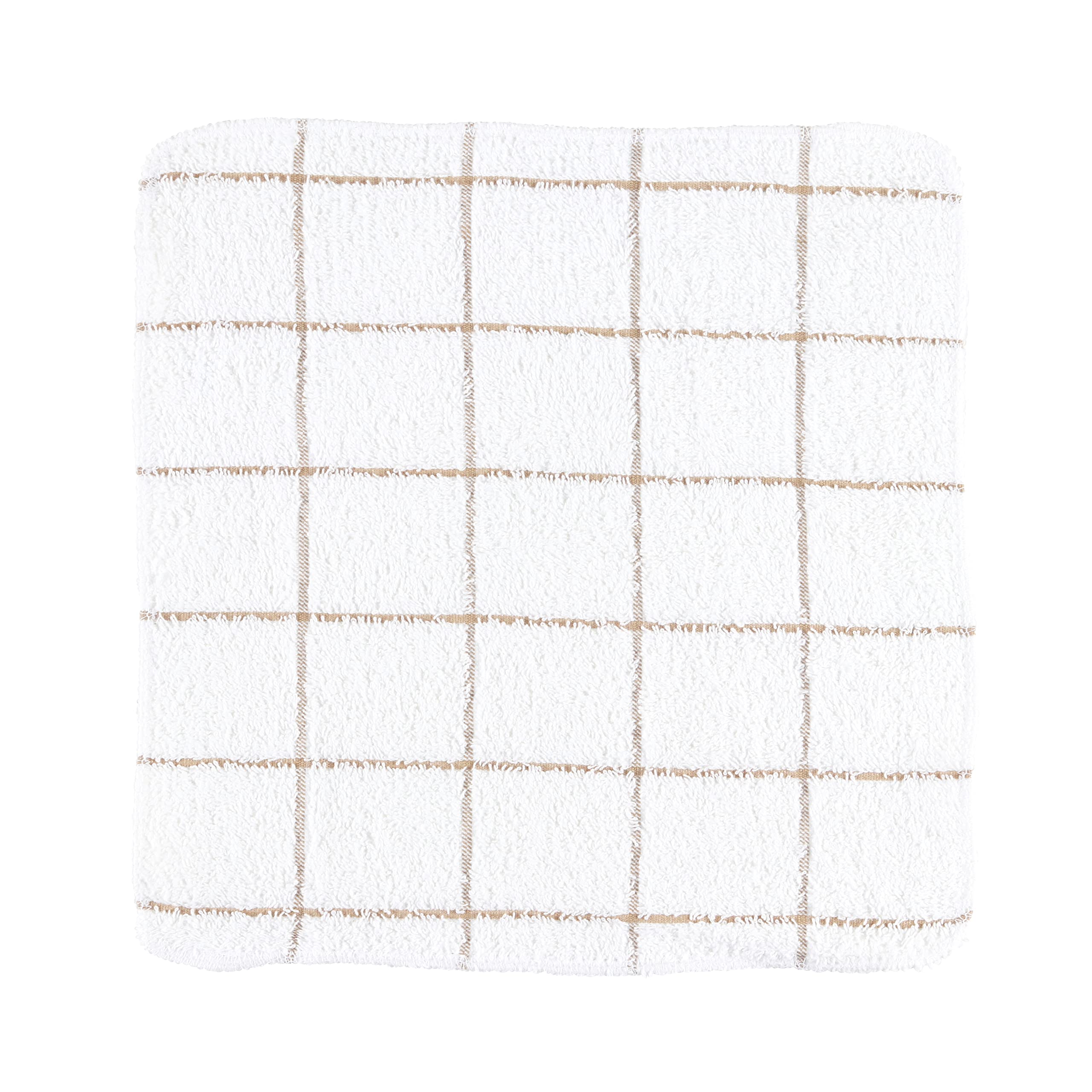 Arkwright Dish Towels for Kitchen - (Pack of 12) Soft, 100% Cotton Terry Dishcloths, Highly Absorbent & Quick Dry, Washcloths for Washing, Drying, and Cleaning Dishes, 12 x 12 in, Tan