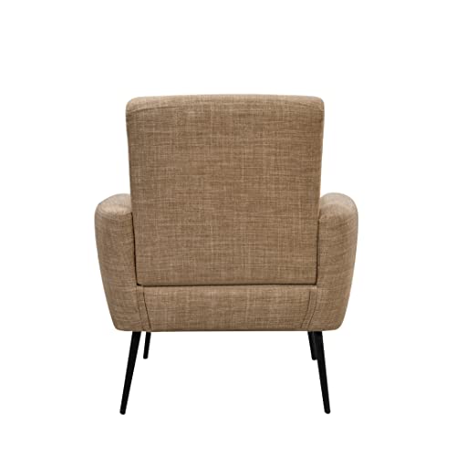Tiokop Mid Century Modern Upholstered Fabric Accent, Living Room, Bedroom Leisure Single Sofa (Metal Legs),TV armrest seat,Suitable for Small Space Home,Office,Coffee Chair,Light Brown