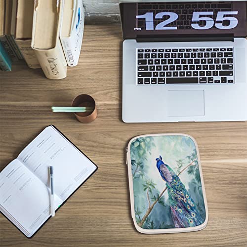 Peacock Pencil Case Holder, Tropical Peacock Tree Branch Zipper Pencil Pouch Multi-Purpose Cosmetic Makeup Brush Bag Stationery Box Passport Organizer Bag
